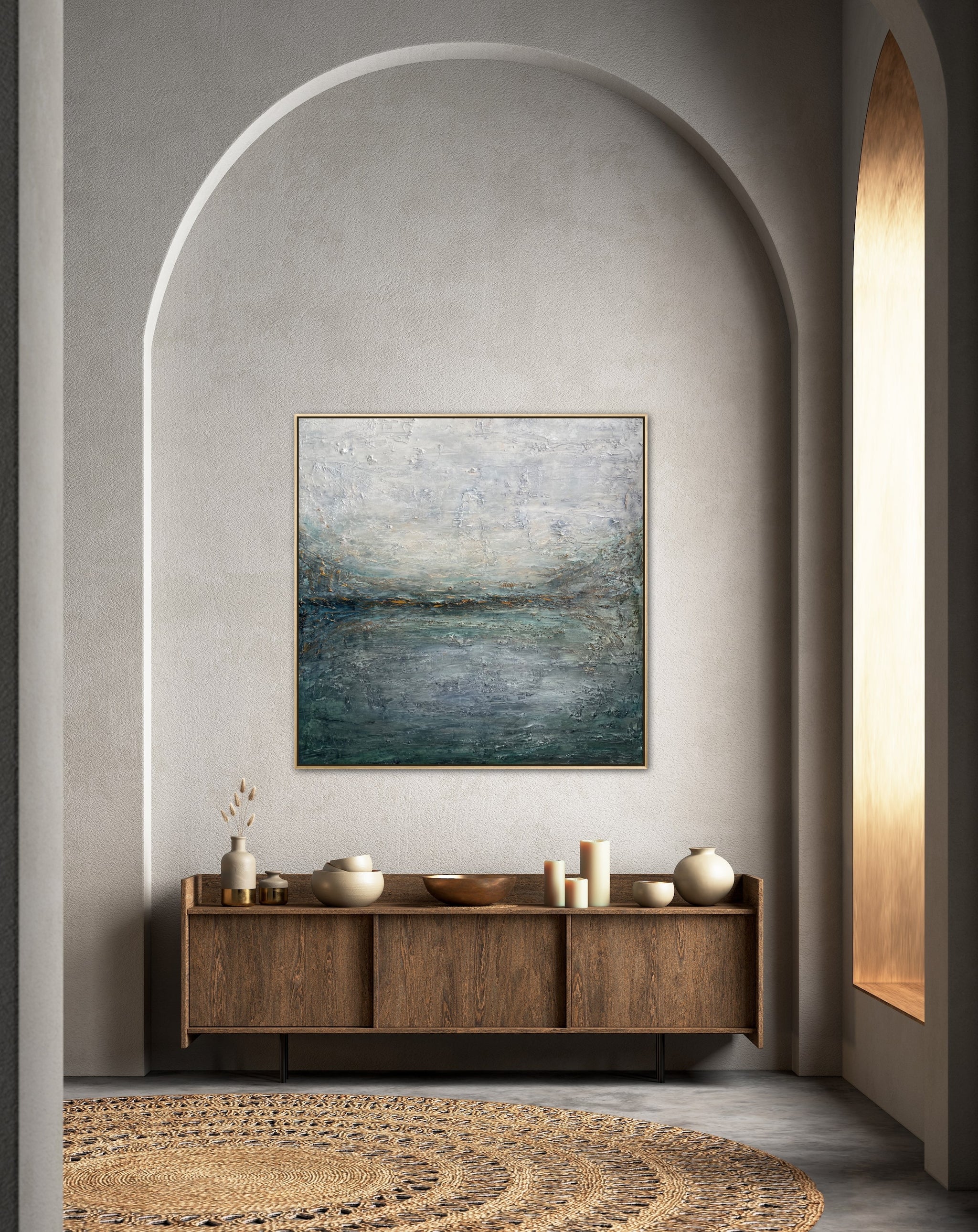 Large blue abstract landscape painting – Ashley Alexandra Art